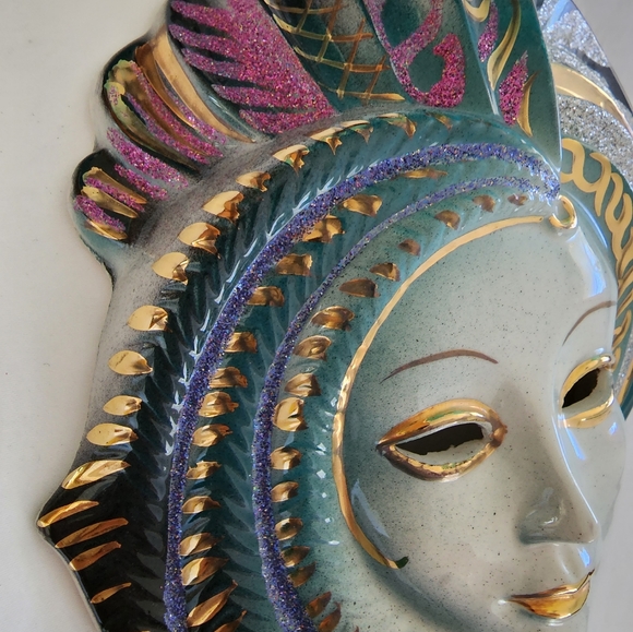 Ceramic mask | Wall Decor | Ceramic Mask Made In Italy Gems Glitter ...